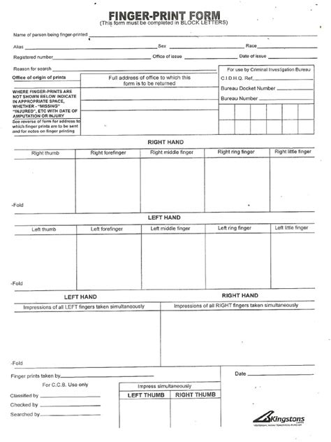Finger Print Form Pdf