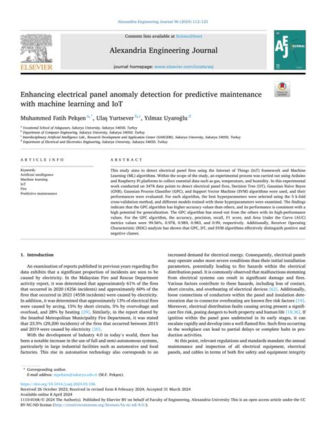 Pdf Enhancing Electrical Panel Anomaly Detection For Predictive