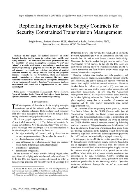 PDF Replicating Interruptible Supply Contracts For Security Constrained Transmission Management