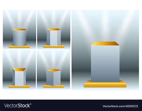 Set Of Realistic Museum Stage Or Cubes Royalty Free Vector