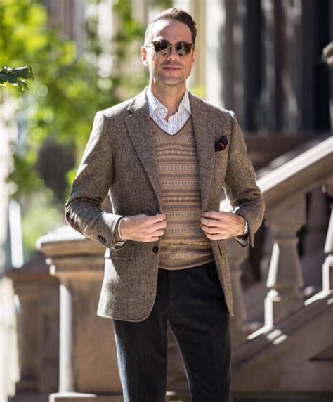 Brown Tweed Sport Coat With Layered Fair Isle Sweater He Spoke Style