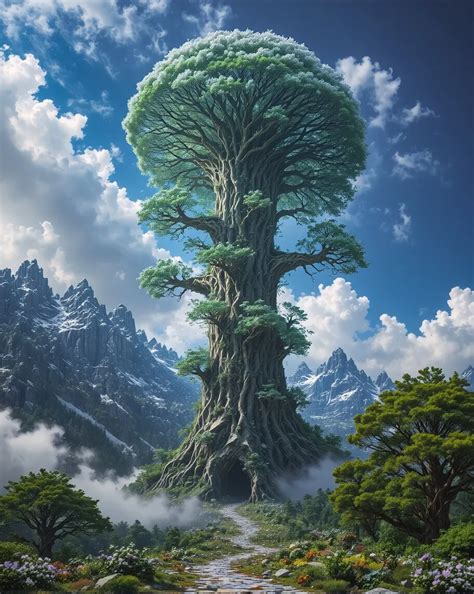 A Giant Magical Tree Towering Free Ai Photo Generator Starryai