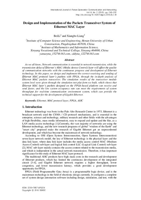 Pdf Design And Implementation Of The Packets Transceiver System Of Ethernet Mac Layer