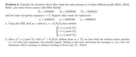 Problem 3 Consider The Situation Where Alice Sends Chegg Com