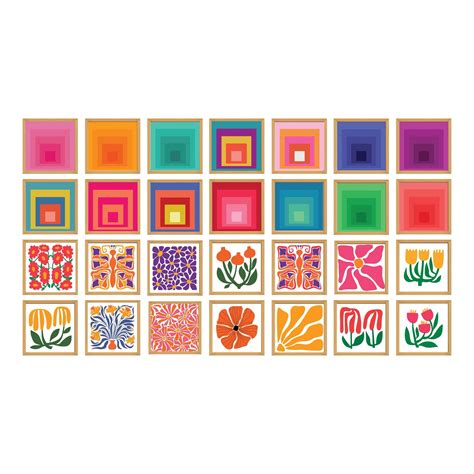 Square Wall Art Bundle Printable Poster Set Of 28 Floral And