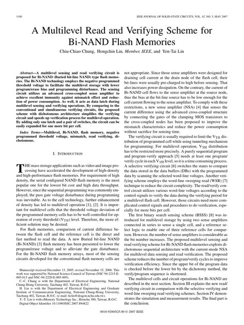 Pdf A Multilevel Read And Verifying Scheme For Bi Nand Flash Memories