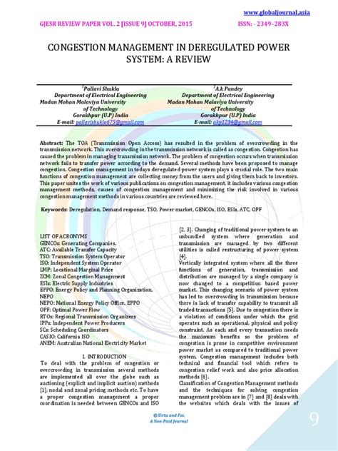 Congestion Management In Deregulated Power System A Review Pdf Power Physics Electricity