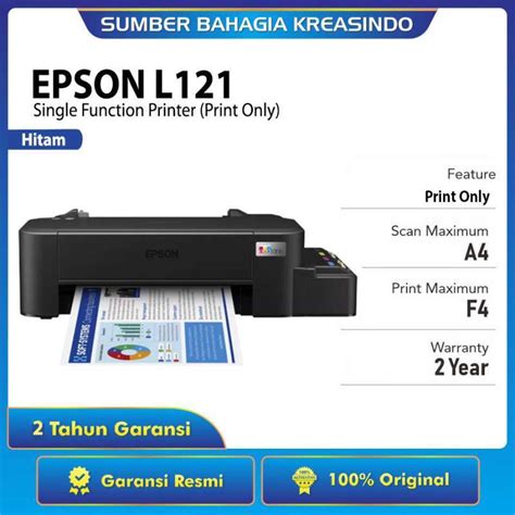 Promo Epson L121 Ink Tank Single Function Printer Print Only Diskon 36 Di Seller Sbkstore