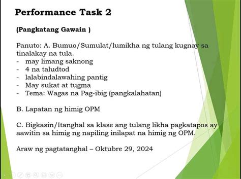 Performance Task Pangkatang Gawain Panuto A StudyX