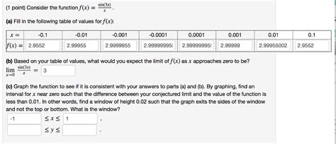 Solved Consider The Function F X Sin 3x X A Fill In