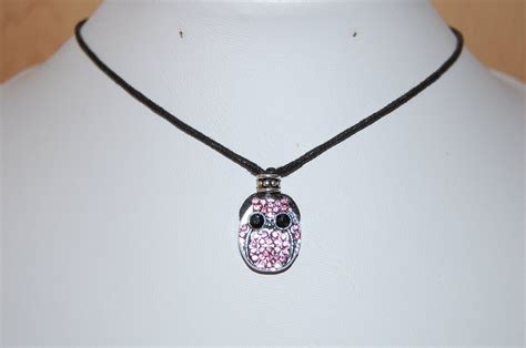Owl Necklace Pink Owl Necklace Sparkling Rhinestone Pendant Choker Necklace Women Girl Spiritual