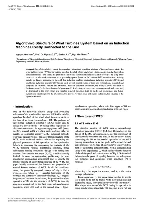 Pdf Algorithmic Structure Of Wind Turbines System Based On An Induction Machine Directly