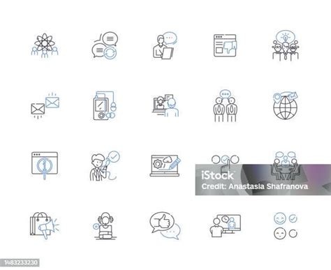 음성 개요 아이콘 컬렉션입니다 말하기 웅변 암송 수사학 웅변 발음 발성 벡터 및 일러스트레이션 개념 세트 억양 Invective 발화 선형 기호 0명에 대한 스톡 벡터 아트