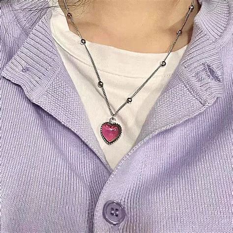 Badu Bg Нова температура Промяна на цвета Колие за жени Момичета Мода Любов Сърце Висулка Колие