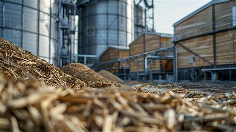 A Close Up View Of A Bioenergy Facility With Large Silos Storing