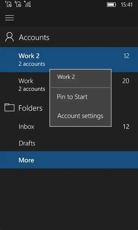how to create linked inbox in windows 10 mobile