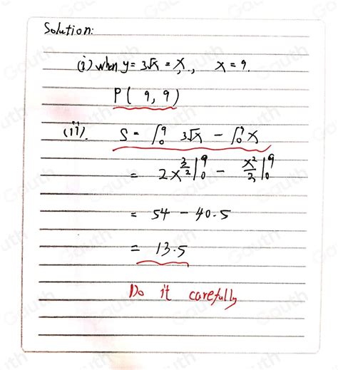 solved 3 the diagram shows the curve y 3sqrt x and the line y x