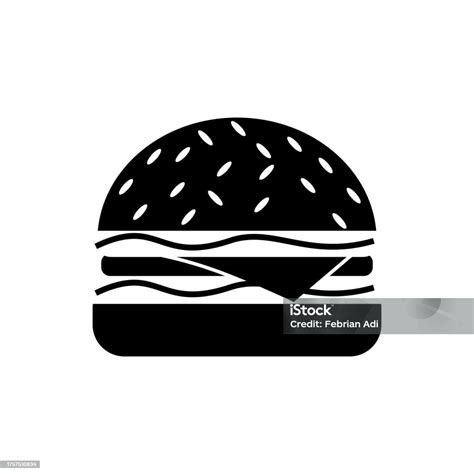 햄버거 로고 디자인 벡터 서식 파일 패스트 푸드 플랫 로고 현대 미니멀 디자인 일러스트 고기에 대한 스톡 벡터 아트 및 기타 이미지 고기 깨 디자인 Istock