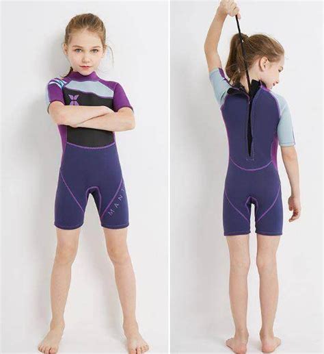 ชุดว่ายน้ำเด็กเก็บอุณหภูมิ Wetsuit กันหนาวกันแดดหนา 2 5 Mm ขาสั้น ฟรีหมวกว่ายน้ำ💦😊mommylanla💦