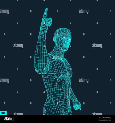 Man Pointing His Finger 3d Model Of Man Geometric Design Vector
