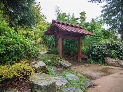 Una Puerta En Un Jardín Japonés Durante La Temporada De Otoño Jardín