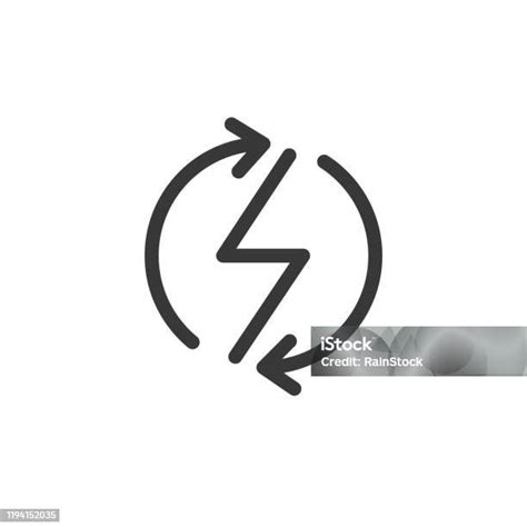 원 새로 고침 화살표 로고 아이콘 전원 번개 벡터 전기 빠른 천둥 볼트 기호입니다 흰색 배경에서 격리된 벡터 그림 날씨에 대한 스톡 벡터 아트 및 기타 이미지 Istock