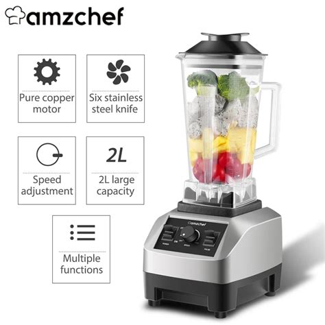 주스 잼 스무디 두유 1350w 32000rmin 믹서 블렌더 6 개의 3d 스테인레스 스틸 블레이드 2l 주스 컵 용 Amzchef 블렌더