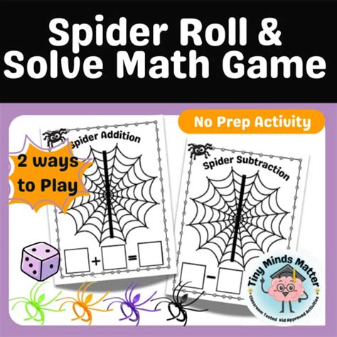 Spider Roll And Solve Math Game Addition And Subtraction Mats Halloween