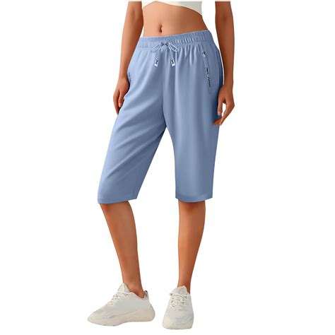 Mitankcoo Women Shorts Summer Zipper Pockets Solid Color Casual