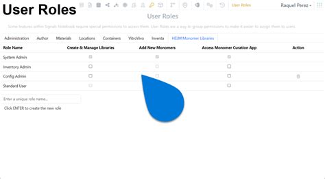 signals notebook define helm monomers libraries user roles from the