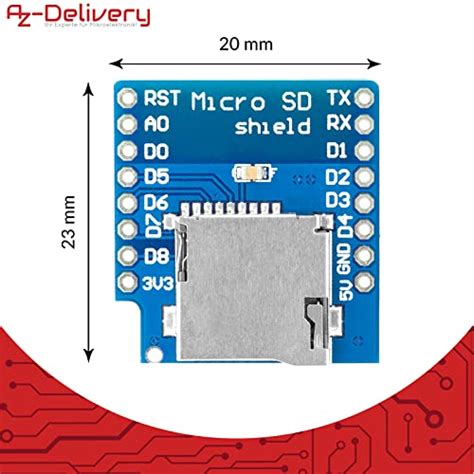 Azdelivery 5 X D1 Mini Micro Sd Tf Card Adapter Reader Module 8 Pin 3