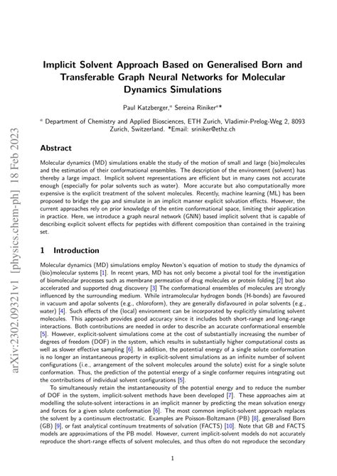Pdf Implicit Solvent Approach Based On Generalised Born And Transferable Graph Neural Networks