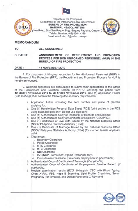 Civil Service Exam Ph Bfp Recruitment Non Unifromed Personnel Nup