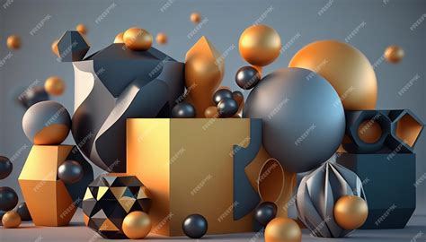 Premium Ai Image Realistic 3d Shapes Background Concept Generative Ai