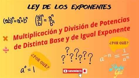 ️ Ley De Los Exponentes Multiplicación Y División De Potencias