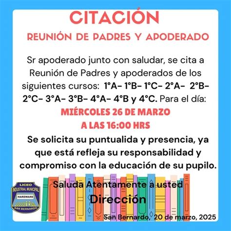 Citación Reunión De Padres Y Apoderados
