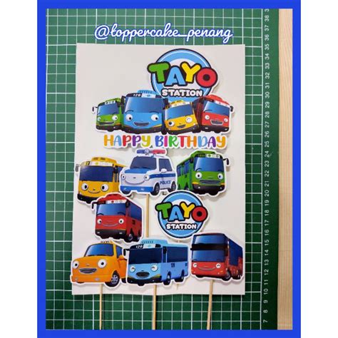 Tayo The Little Bus Happy Birthday Decoration Set Cake Topper For