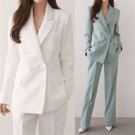 여성정장 세트 빅사이즈 바지 투피스 오피스룩 면접정장 여성봄정장 웨딩 화이트