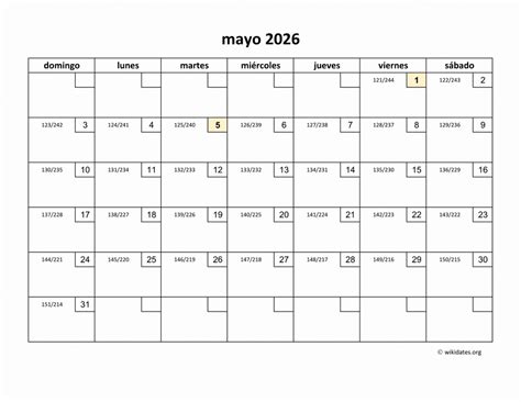 Calendario Mayo 2026 De México