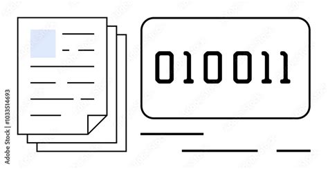 Pile Of Documents Next To A Binary Code Sequence On A Display Board