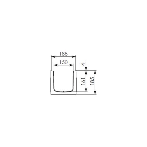 Чертеж: лоток Gidrolica Standart DN150 H185