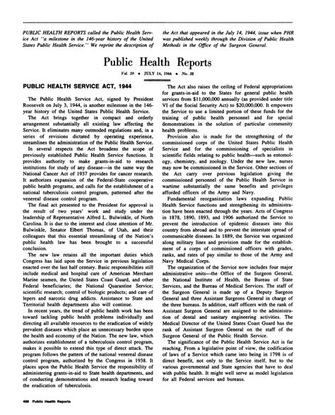 Public Health Service Act 1944 Pmc