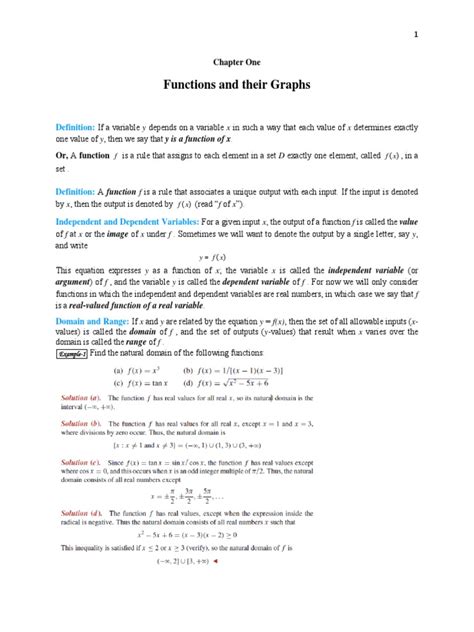 Chapter 1 Functions And Their Graphs Pdf Function Mathematics