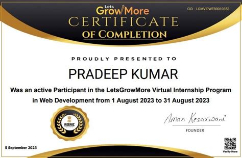 Pradeep Kumar On Linkedin Internship Webdevelopment Letsgrowmore