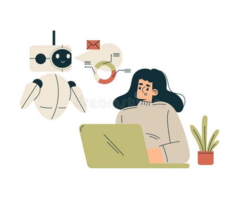 artificial intelligence with woman character engaged in business