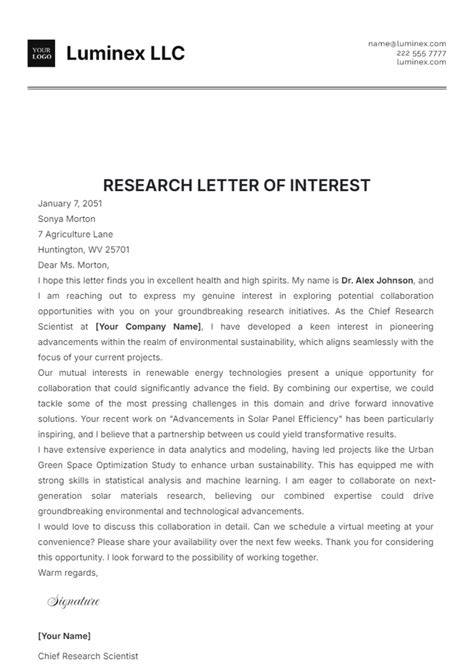 Sample Letter Of Intent For Research Letter Of Intent 10 Free