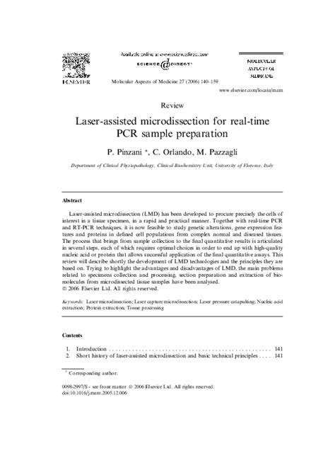 Pdf Laser Assisted Microdissection For Real Time Pcr Sample Preparation