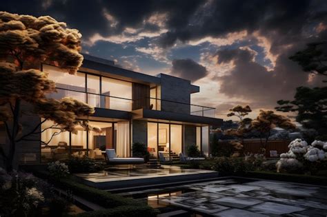Modern Home Modern House Real Estate Concept Luxury Home Home Design Rendering Luxury Estate