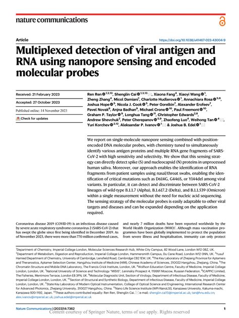 pdf multiplexed detection of viral antigen and rna using nanopore