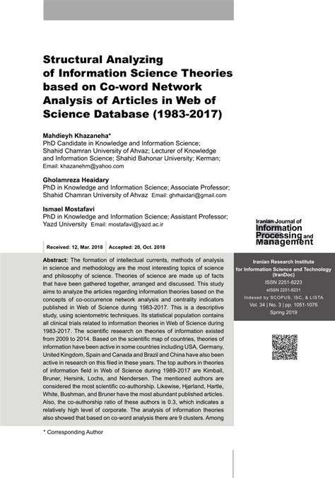 Pdf Structural Analyzing Of Information Science Theories Based On Co